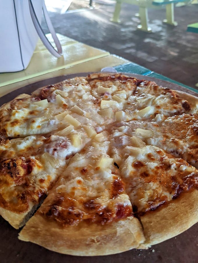 Pizza simplicity that proves sometimes less is more. That golden cheese pull would make even the most dedicated New Yorker nod in respect.