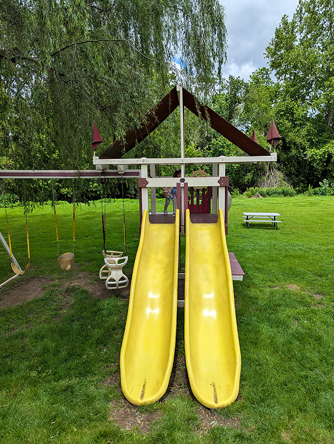 An outdoor play area keeps little ones entertained, making Katie's Kitchen genuinely family-friendly in every possible way.