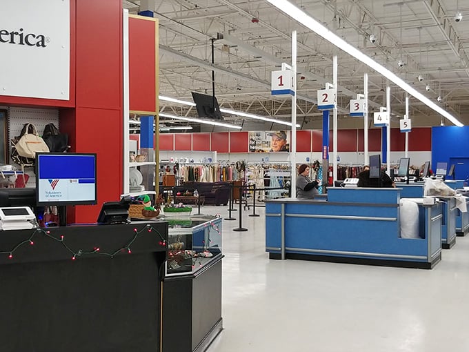 The checkout counter where dreams become reality and forty dollars transforms into a shopping cart full of victories. 