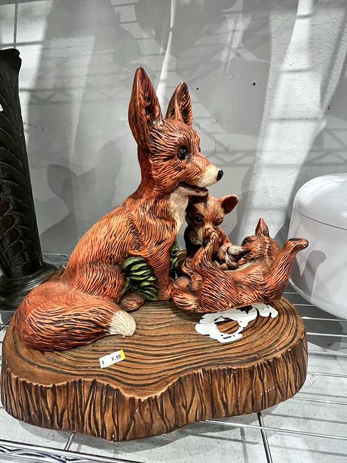 This fox family figurine proves one shopper's kitsch is another's cherished mantelpiece centerpiece. The perfect conversation starter!