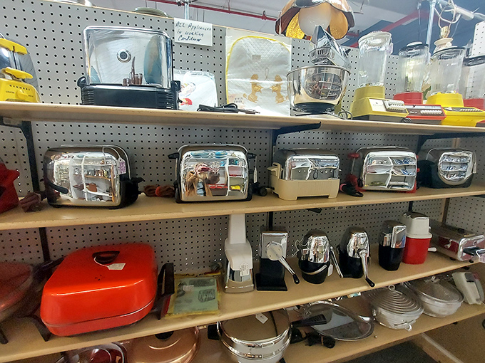 Chrome toasters and vintage appliances&mdash;kitchen workhorses from an era when "planned obsolescence" wasn't yet a business strategy. 