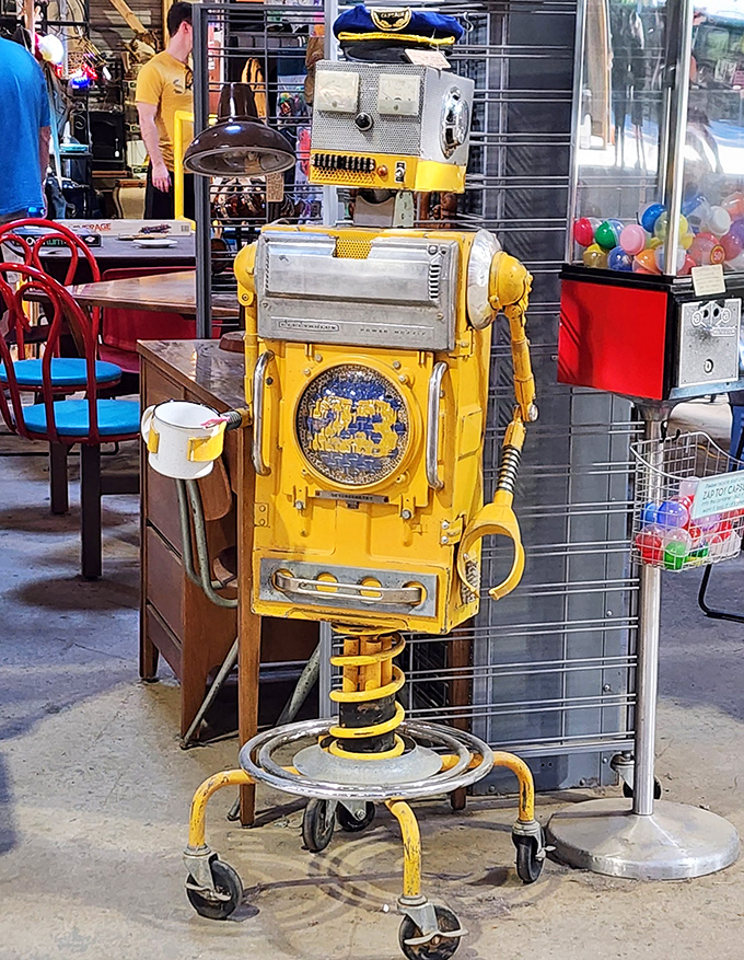 Meet your new robot overlord, constructed entirely from vintage parts. He's more steampunk than sci-fi, and definitely friendlier than HAL 9000.