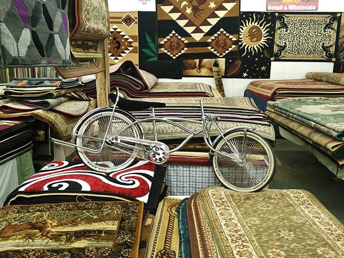 A magic carpet department where you can practically hear the rugs whispering stories from distant lands between price negotiations.