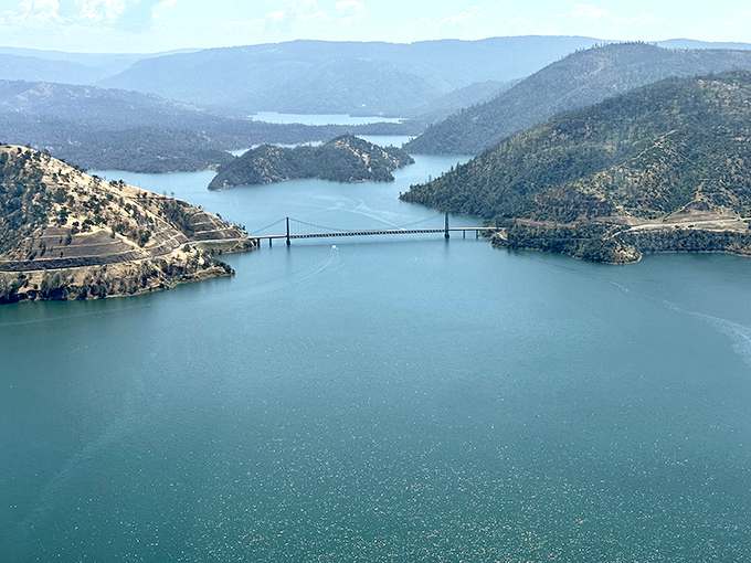 From above, the bridge looks like a thread connecting two pieces of California's most photogenic real estate.