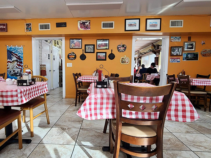 The warm yellow walls and checkered tablecloths aren't retro by design&mdash;they're authentic by necessity.