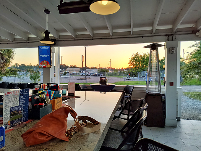 Sunset views from the bar make even waiting for a table feel like part of the experience &ndash; nature's appetizer before the seafood main event.