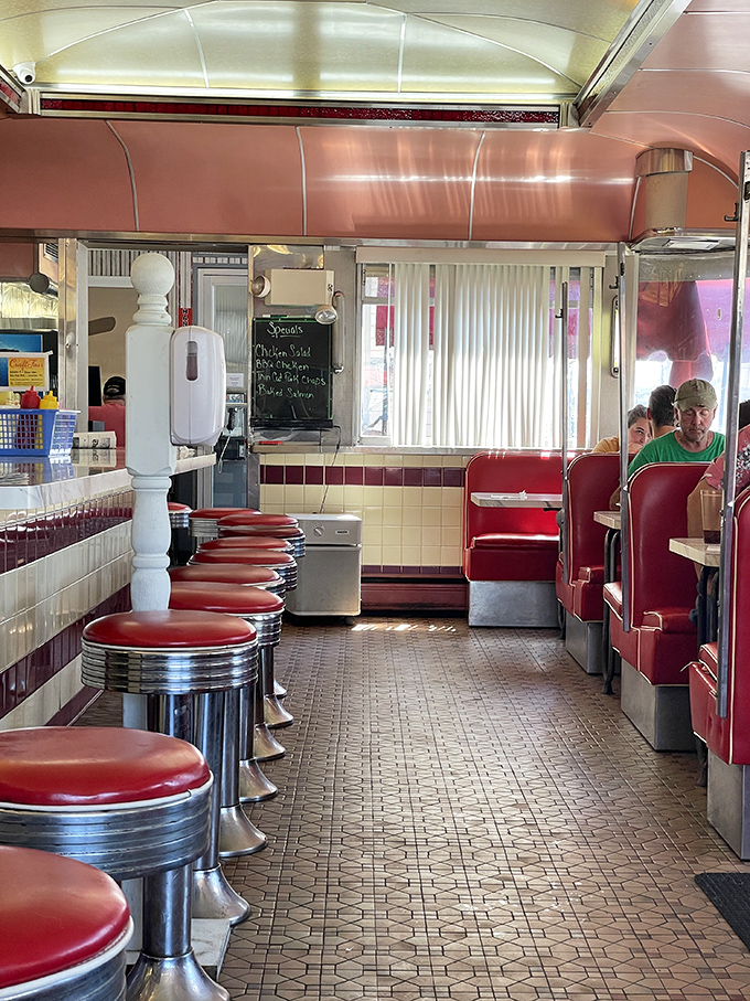 The diner's quiet side offers the same great food with a more intimate atmosphere. Those checkered tablecloths have seen some stories.
