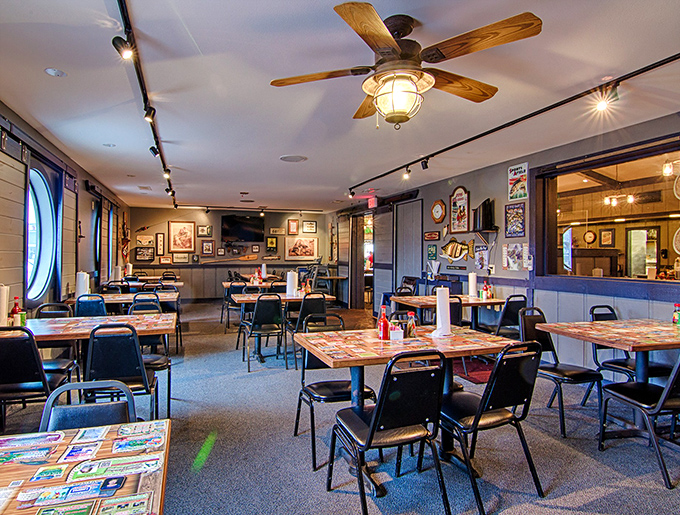 Wooden ceiling fans that look like boat propellers spin lazily above tables covered with placemats&mdash;the perfect staging area for multiple trips to the buffet.
