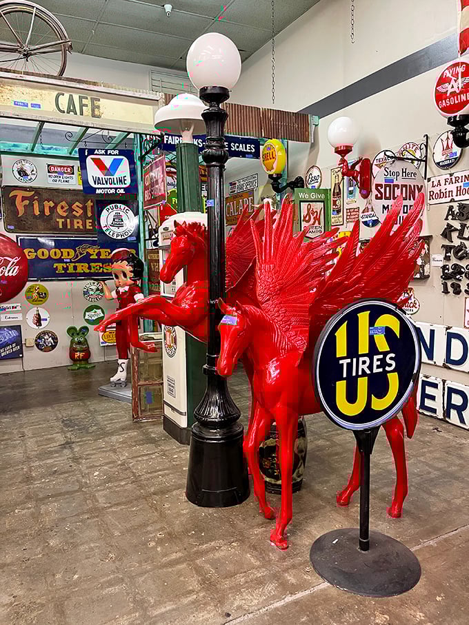 That magnificent red Pegasus isn't just vintage advertising&mdash;it's the mythological mascot your garage has been missing all these years.
