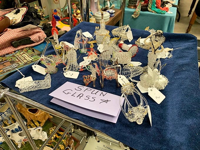 Delicate spun glass figurines that somehow survived decades without breaking. Each tiny creature represents remarkable craftsmanship from a more patient era.