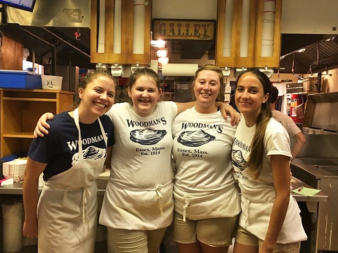 The smiling faces behind the Woodman's legacy. These seafood specialists aren't just employees&mdash;they're guardians of a culinary tradition.