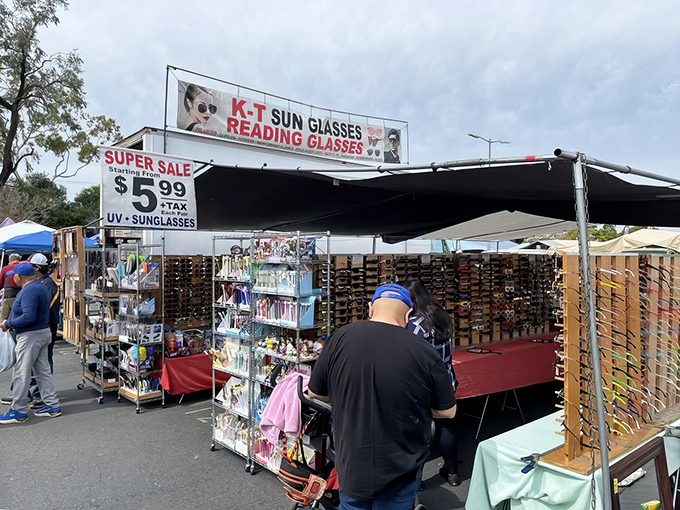 Sunglasses at $5.99 &ndash; because squinting is never a good look, and designer knockoffs are the ultimate California democratizer.