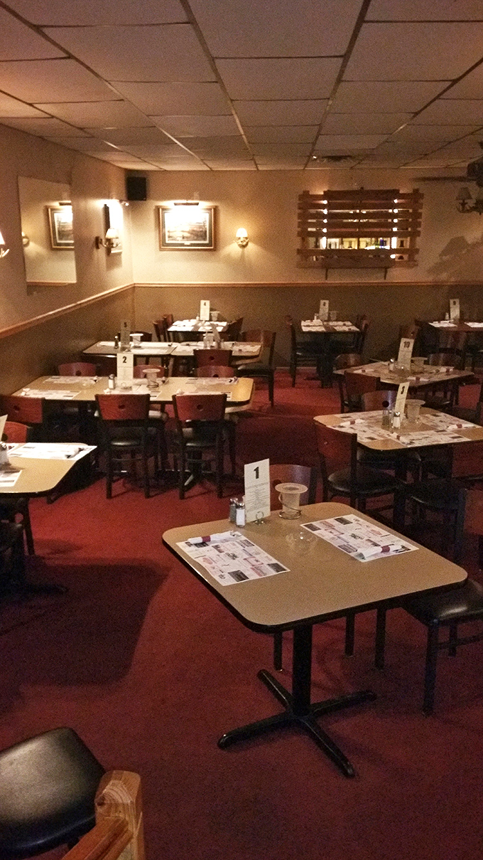 Empty tables that won't stay that way for long. The numbered placards aren't just for organization&mdash;they're for the impending dinner rush.