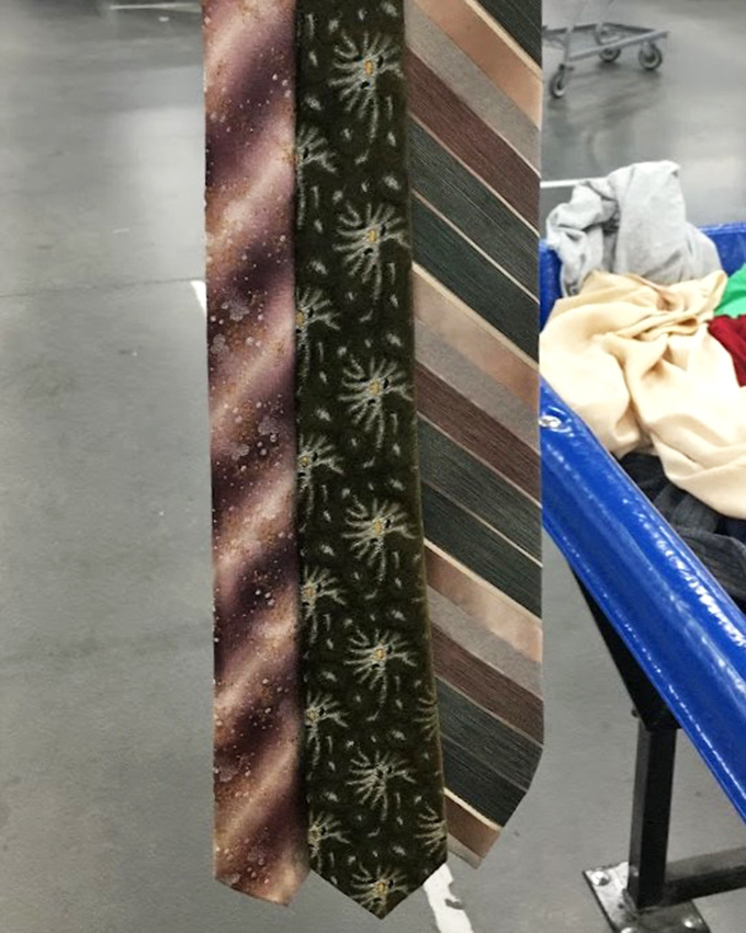 Neckwear with cosmic potential. That galaxy-print tie could elevate your ordinary office outfit to interstellar sophistication for pocket change.