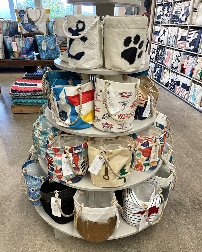Nautical-themed totes and bucket bags channel Maine's seafaring spirit &ndash; souvenirs that are both practical and impossibly cute.