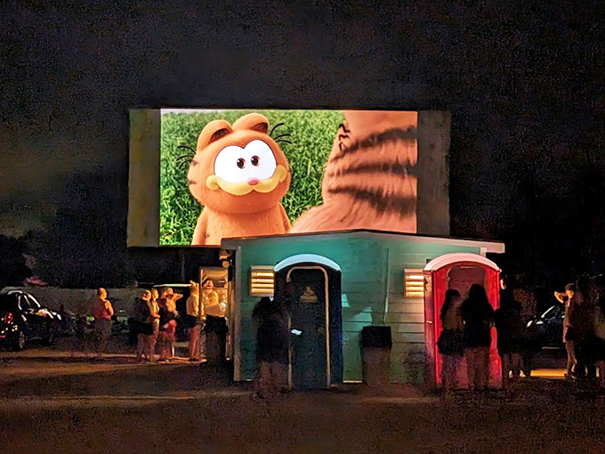 Even Garfield knows the best movies come with bathroom breaks, as the concession stand becomes intermission central&mdash;the true social hub of drive-in culture.