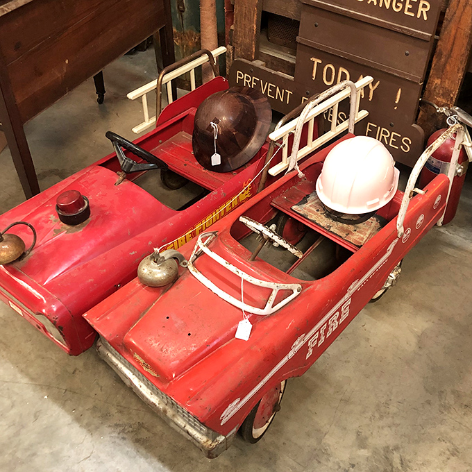 Childhood dreams in fire-engine red. These pedal cars turned ordinary driveways into emergency response scenes for pint-sized heroes.