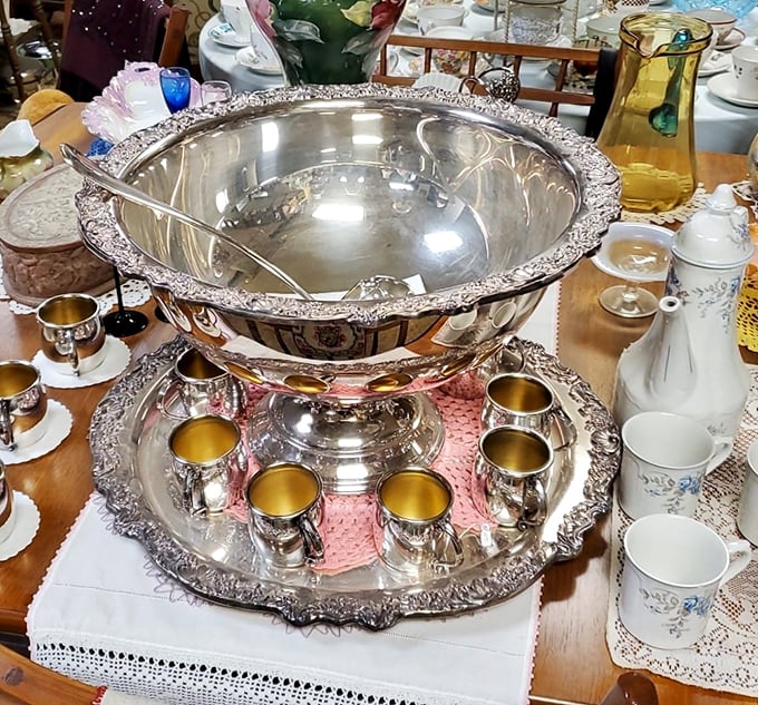 This silver punch bowl set wasn't just for serving drinks&mdash;it was for announcing to guests that you'd officially "made it."