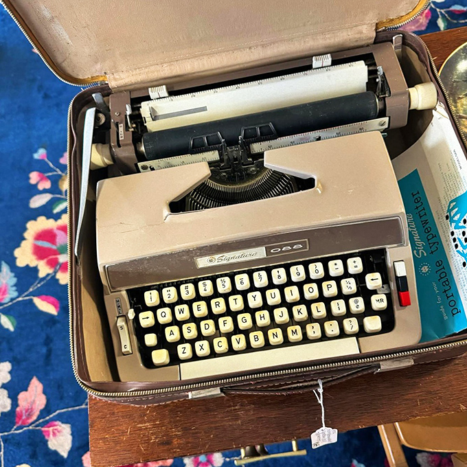 This typewriter has probably written love letters, college essays, and maybe even the great American novel. Now it awaits your creative touch.