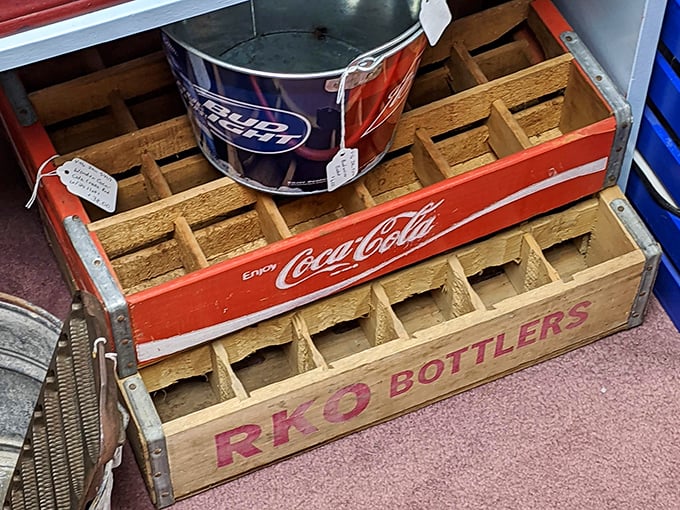This wooden Coca-Cola crate from RKO Bottlers isn't just storage&mdash;it's industrial Americana that transforms from workday tool to coveted d&eacute;cor across generations.