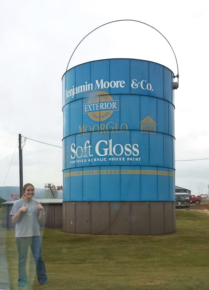 "Look Mom, I found my dream paint color!" Visitors can't resist the photo op beside this monument to home improvement.