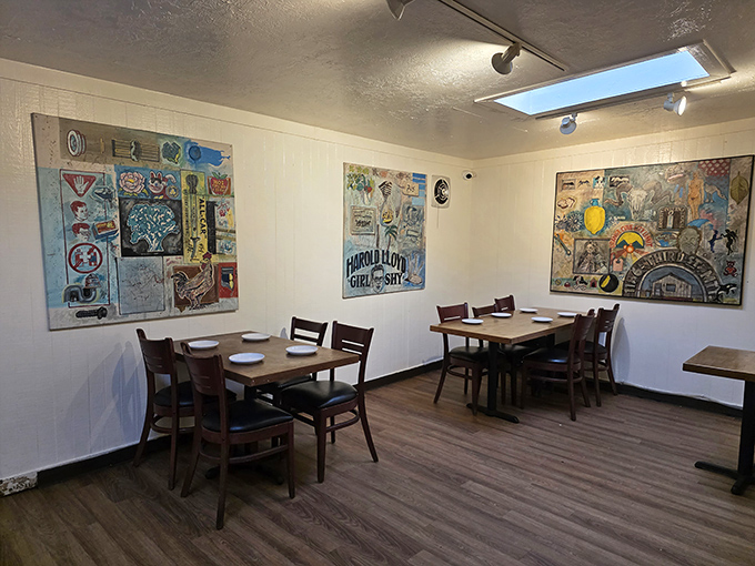 The wall art tells stories of maritime adventures while you embark on your own culinary voyage. Dining with history never tasted so good.