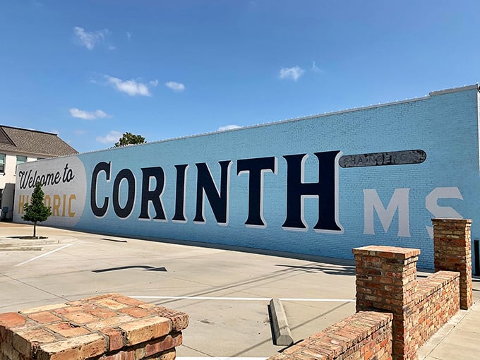 This vibrant mural welcomes visitors to historic Corinth, where Southern hospitality comes in technicolor.