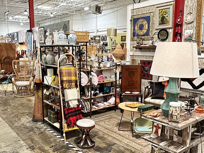 Every shelf tells a different story. This booth is like a well-curated museum where you can actually take things home.