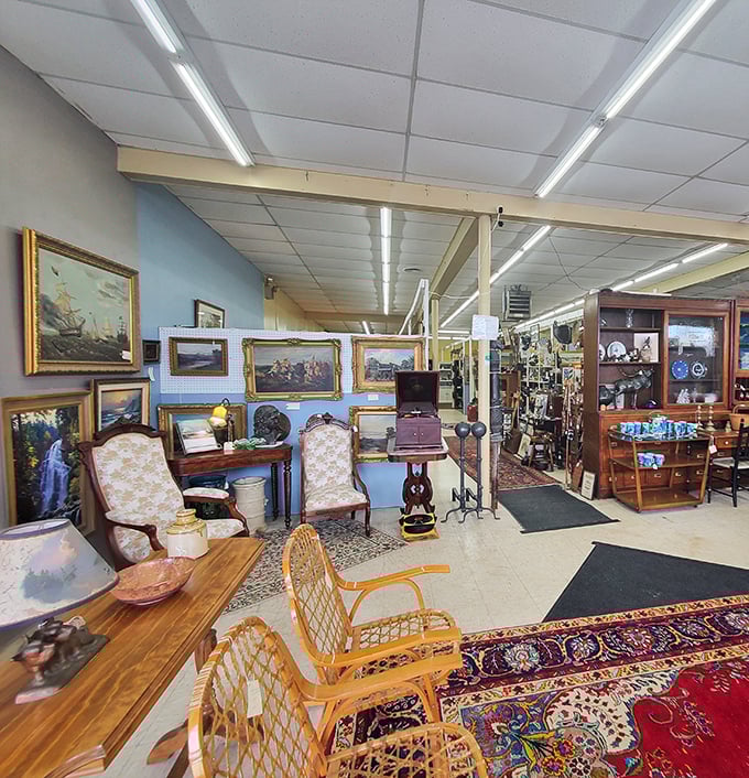 A showroom that feels like your eccentric aunt's living room&mdash;if your aunt collected museum-quality furniture and had impeccable taste in oriental rugs.