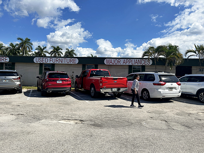 Faith Farm's unassuming exterior conceals a massive selection of furniture and appliances waiting for new homes.