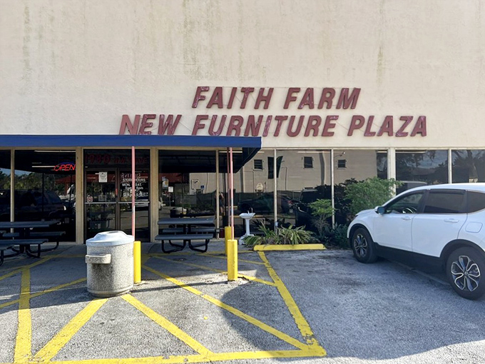 Faith Farm's impressive storefront suggests this isn't your average secondhand shopping experience.