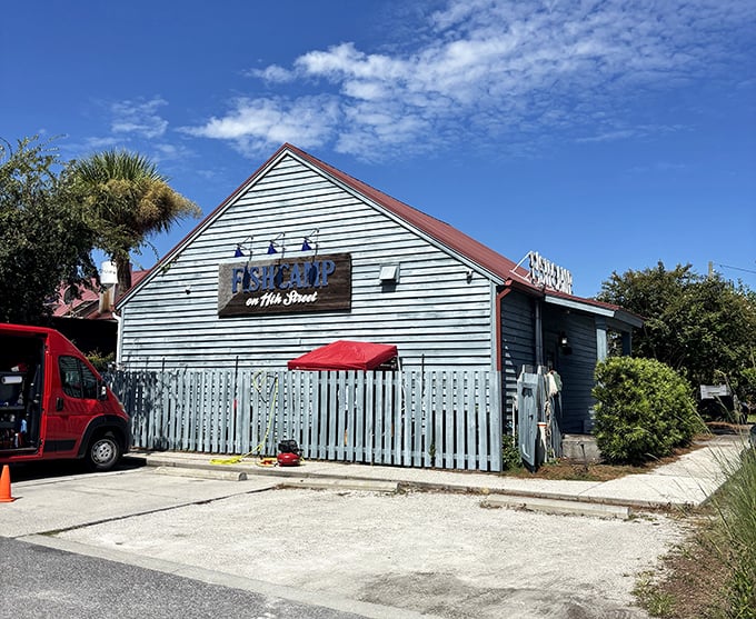 Fishcamp on 11th Street's weathered blue siding speaks of coastal authenticity. Port Royal's hidden gem where seafood simplicity reaches art form status.
