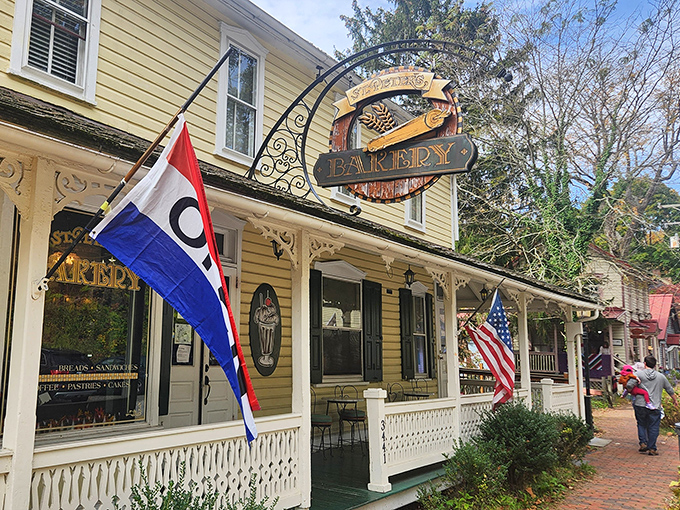 St. Peter's Village bakery beckons with its charming porch and artisanal sign, promising the kind of bread that makes you question every supermarket loaf you've ever bought.