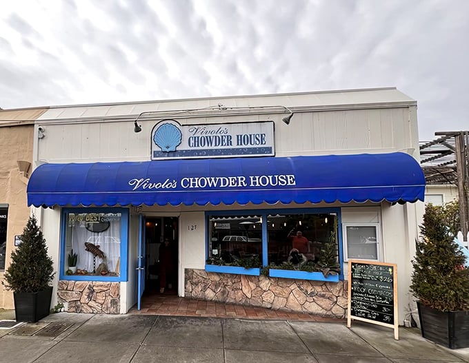 Vivolo's bright blue awning stands out like a maritime flag signaling "great chowder ahead!" This modest storefront hides bowl-licking goodness.