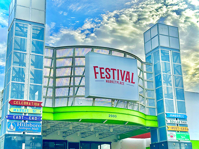 Retail therapy! The Festival Marketplace combines traditional flea market treasures with mall-style comfort for all-weather bargain hunting.