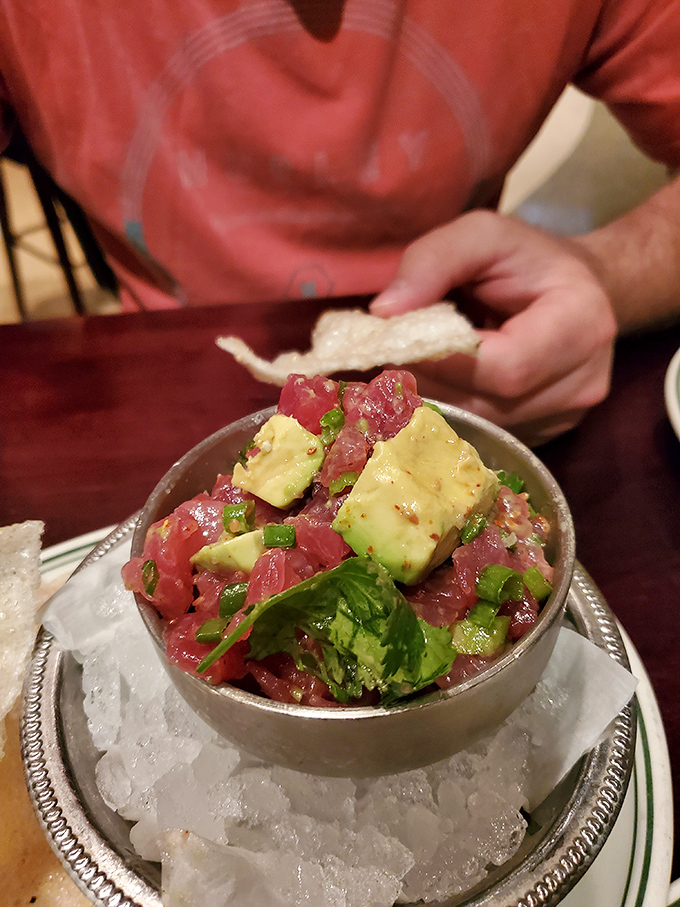 Tuna tartare that's dressed for success&mdash;avocado and fresh fish playing together like old friends at a very exclusive party.
