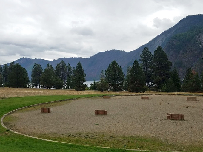The amphitheater awaits its audience, a simple stage where mountains and sky provide the most spectacular backdrop money can't buy.