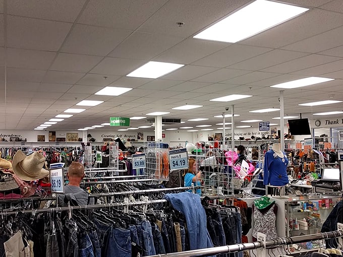 The grand overview reveals the true scale of this secondhand empire. Like a department store designed by someone with delightful ADHD.