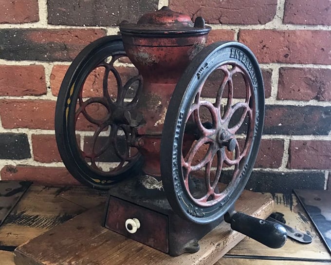 This antique coffee grinder has prepared morning brews for generations. The patina tells stories of countless pre-caffeine conversations.