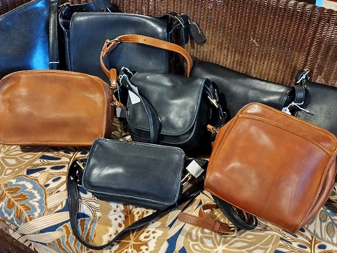 Leather bags that have aged better than most Hollywood actors. That rich patina comes from decades of being carried by people with places to go and people to see.