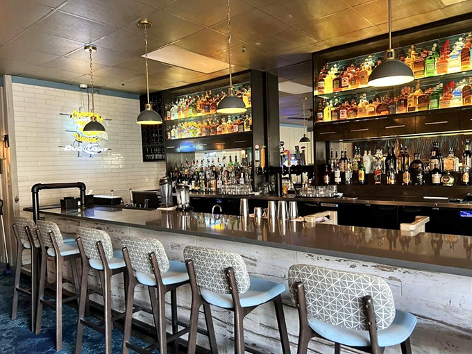 A bar that promises libations worthy of accompanying the seafood feast awaiting you in the dining room beyond.