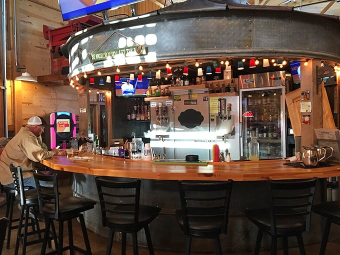 The circular bar invites conversation among strangers who quickly become friends bonded by their mutual love of good food.