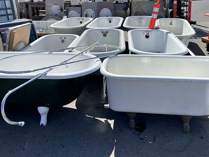The bathtub armada&mdash;a flotilla of porcelain vessels ready to sail off to new bathrooms where they'll cradle tired bodies in warm, soapy water.