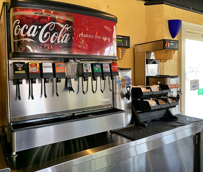 The self-serve beverage station &ndash; because after all that smoky goodness, you're going to need something to wash it down with.