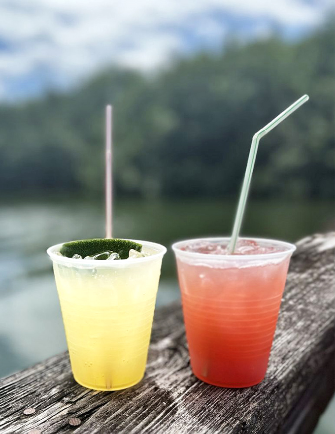 Cocktails with a view &ndash; one sunshine yellow, one tropical pink. The kind of drinks that make you forget what day it is in the best possible way.