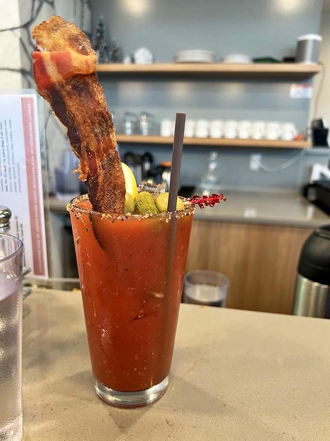 The Bloody Mary that eats like a meal. That bacon garnish isn't just for show&mdash;it's a preview of the savory satisfaction to come.