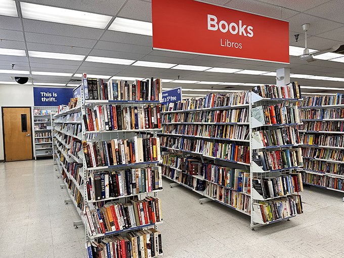The book section &ndash; literary treasures organized with just enough chaos to make each discovery feel like destiny rather than shopping.