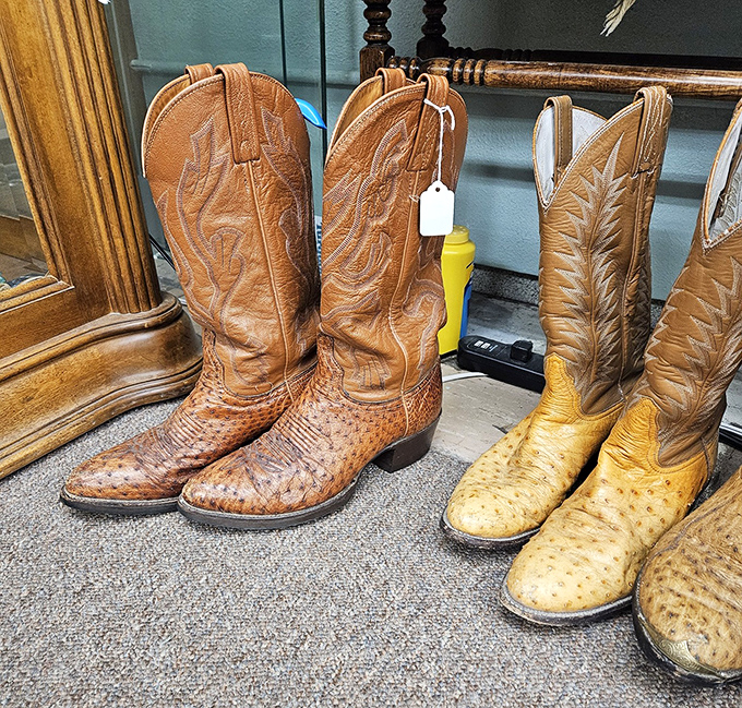 These aren't just boots; they're wearable Wyoming history with every scuff telling tales of ranch work, rodeos, and Saturday night two-stepping.