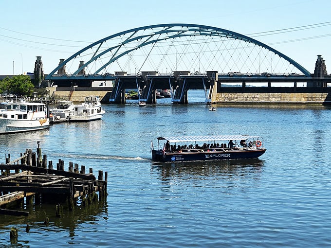 The graceful arch of this bridge spans not just water but time&mdash;connecting Pawtucket's industrial past with its reimagined present.