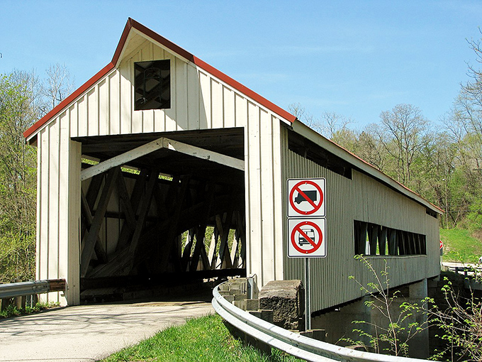 Warning signs remind visitors this bridge demands respect &ndash; no horsing around on a structure that's earned its place in Ohio's historical landscape.